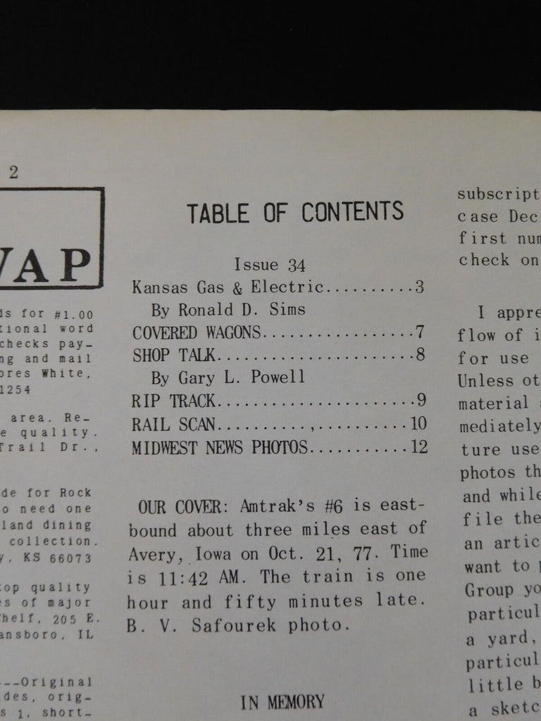 Midwestern Rails 1978 July Vol.4 No.7 Issue 34 Kansas Gase & Electric ...