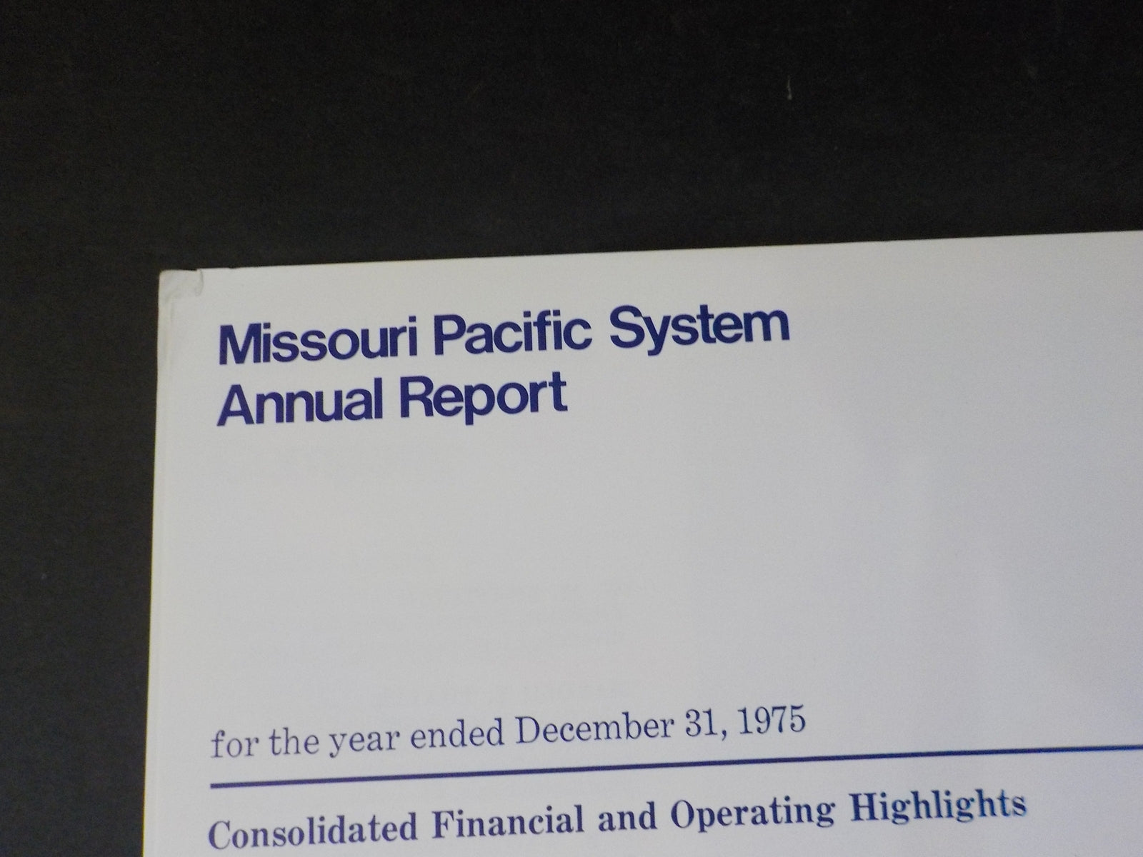 Missouri Pacific Railroad Annual Report 1975 TCS Intermodal Operations ...