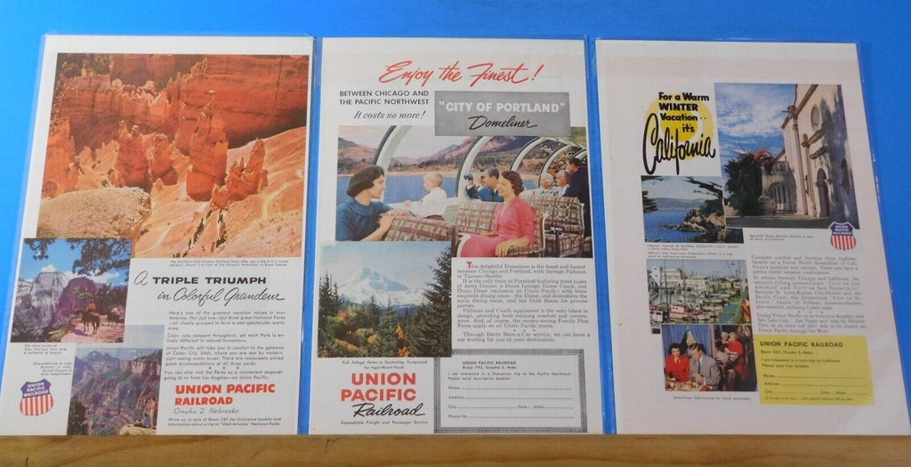 Ads Union Pacific Railroad Lot #34 Advertisements from various magazin ...