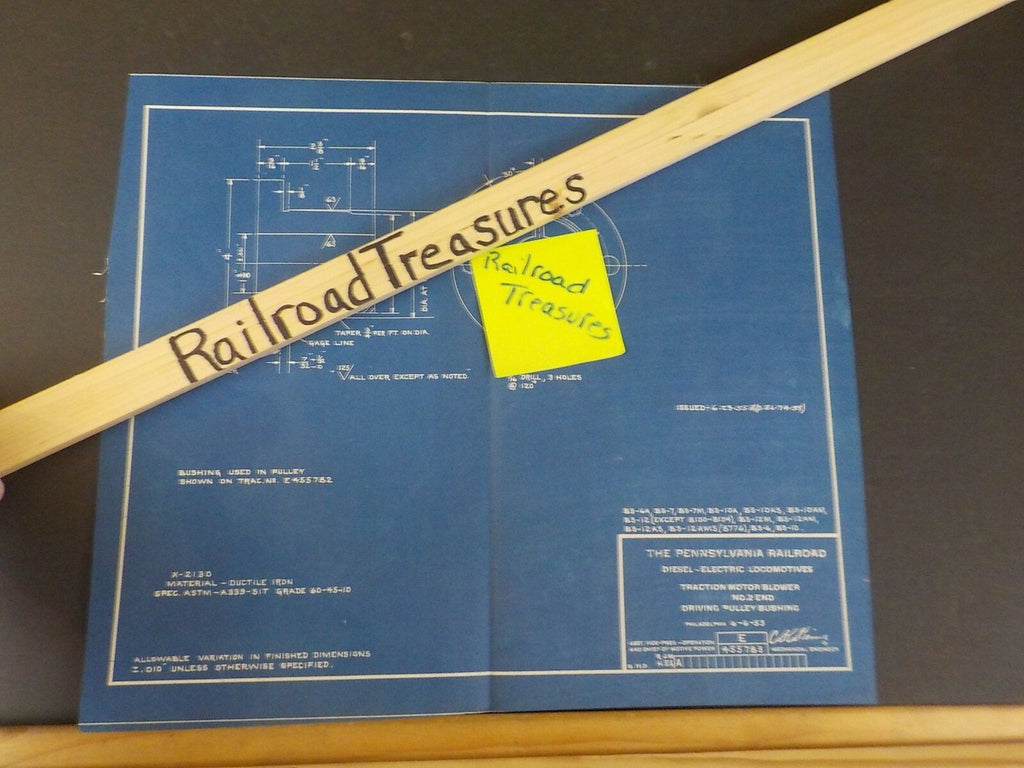 Blueprint PRR Diesel-Electric Locomotives Traction Motor B 455783 ...