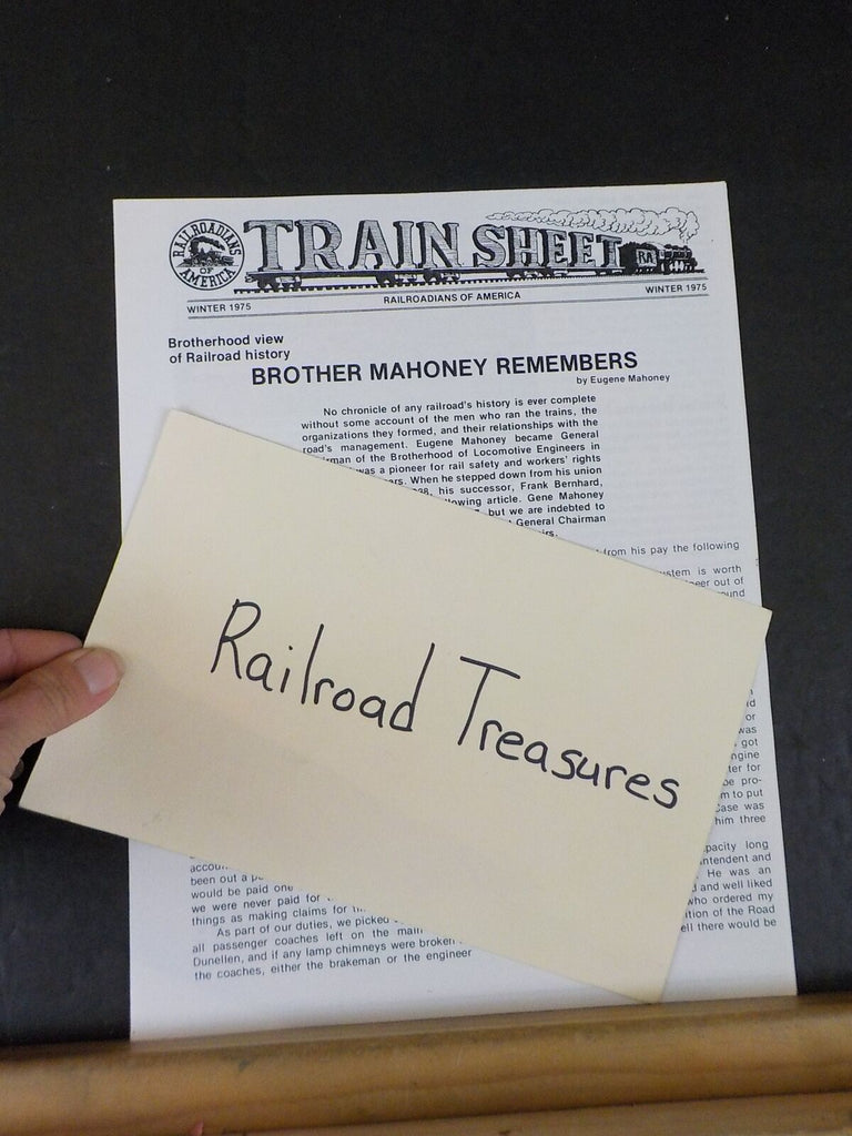 Train Sheet Railroadians Of America 1975 Winter Brother Mahoney Rememb ...