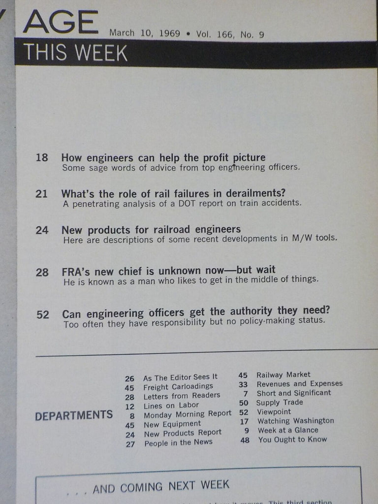 Railway Age 1969 March 10 Engineering Profit picture Derailment analys ...