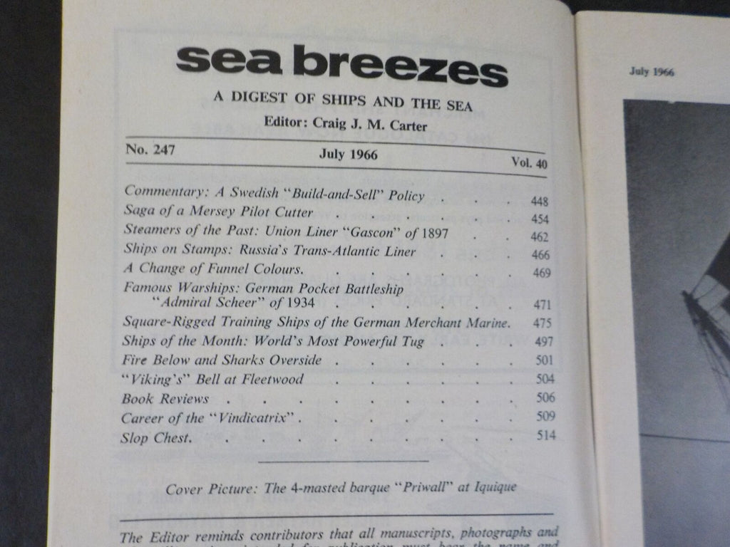 Sea Breezes Magazine #247 Vol 40 1966 July Famous Warships: German Poc ...