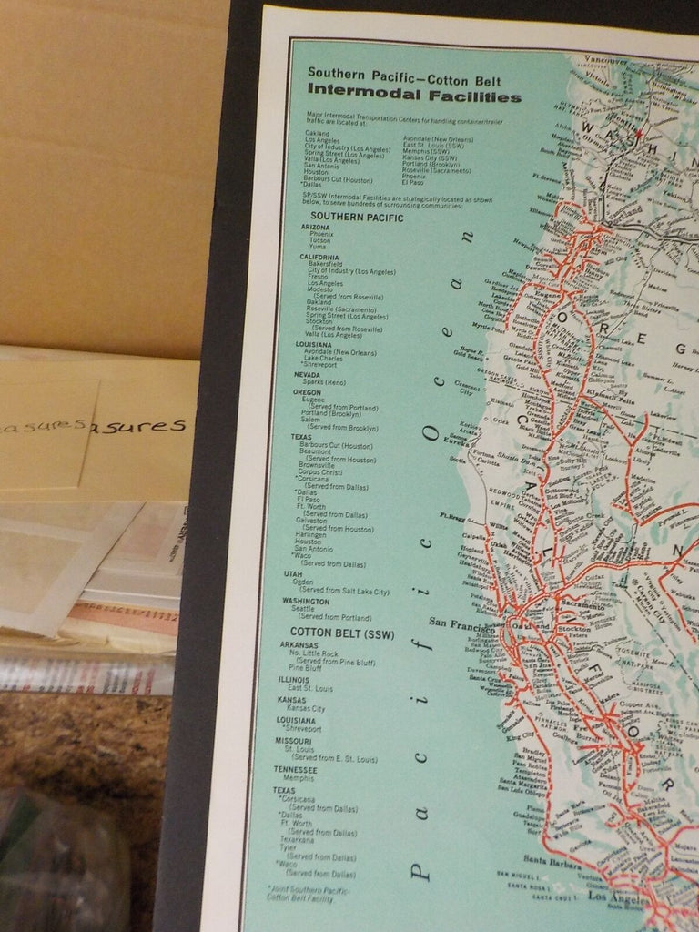 Map Southern Pacific Cotton Belt Intermodal Facilities 1985 May ...