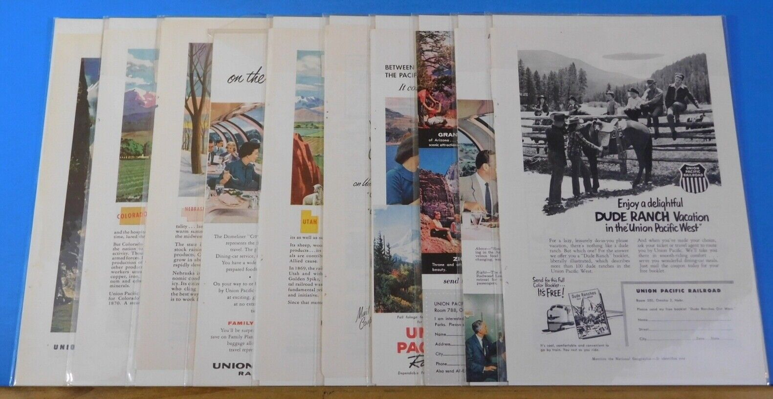 Ads Union Pacific Railroad Lot #1 Advertisements from various magazine ...