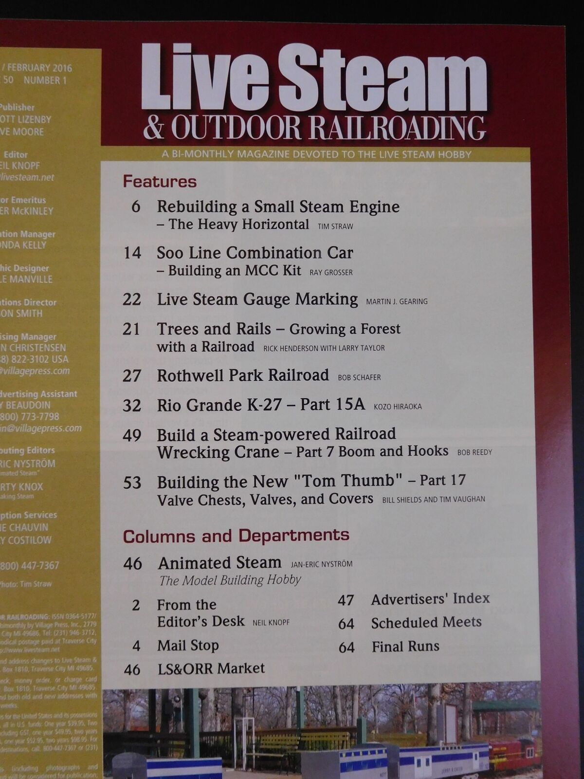 Live Steam Magazine 2016 January February & Outdoor Railroading Rebuil ...