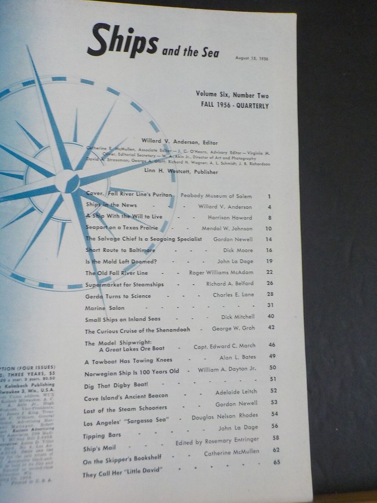 Ships and the Sea 1956 Fall V6 #2 The Old Fall River Line ...