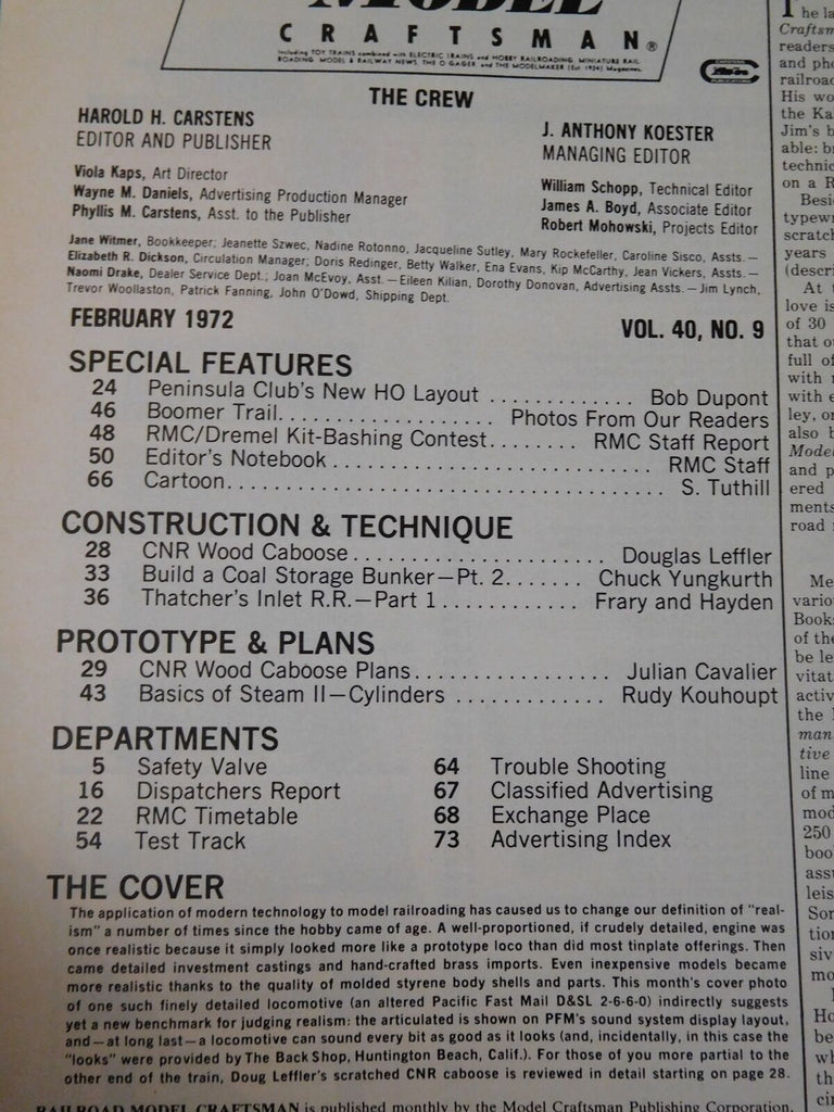 Railroad Model Craftsman Magazine 1972 February Basics of steam II Coa ...