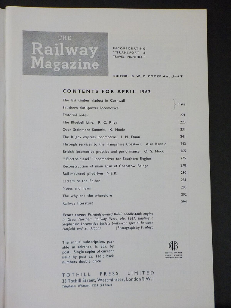 Railway Magazine 1962 April Rugby express locomotive Rail-mounted pile ...