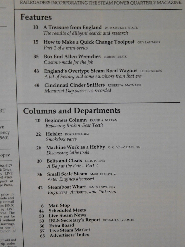 Live Steam Magazine 1982 Feb Aster Engines England's Overtype Steam Ro ...