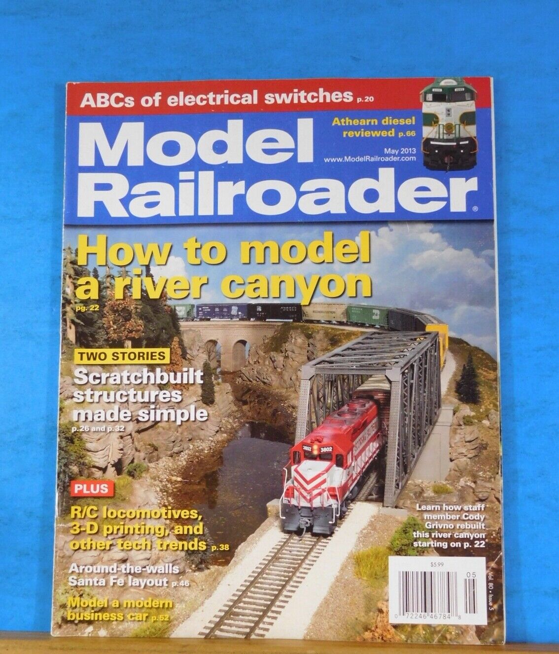 Model Railroader Magazine 2013 May Model river canyon Scratchbuilt str ...