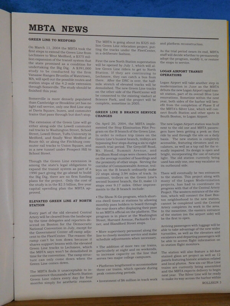 Rollsign Magazine of New England Transit News 2004 March April ...
