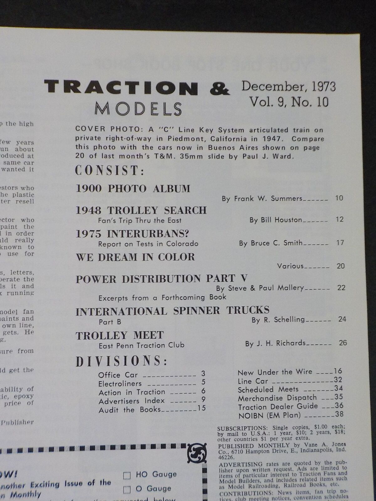 Traction & Models 1973 December Interurbans HO Controller 1948 photo t ...