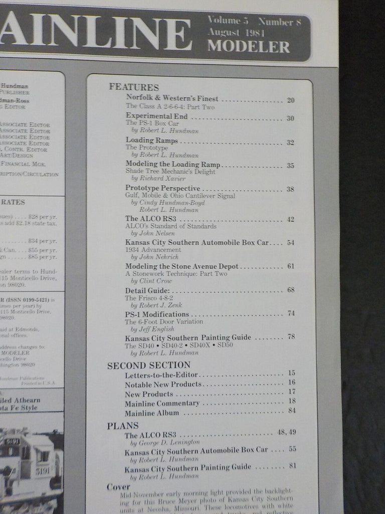 Mainline Modeler 1984 August Loading ramps KCS painting guide PS-1 RS3 ...