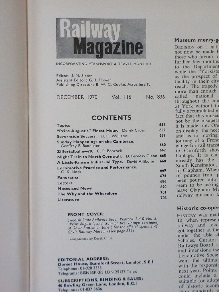Railway Magazine 1970 December Prins August's Finest Hour Severnside S ...