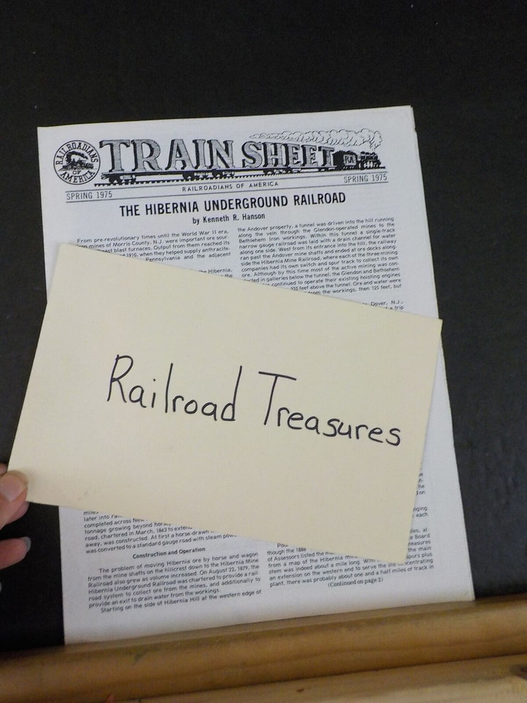 Train Sheet Railroadians Of America 1975 Spring Hibernia Underground R ...