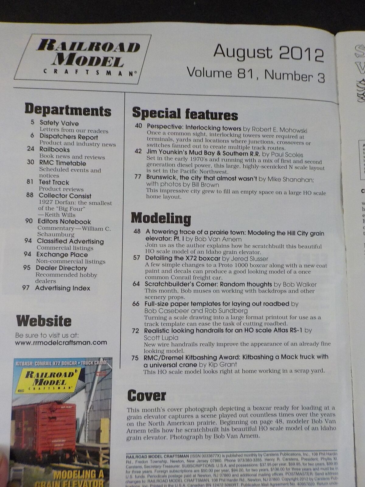Railroad Model Craftsman Magazine 2012 August RMC Model grain elevator ...