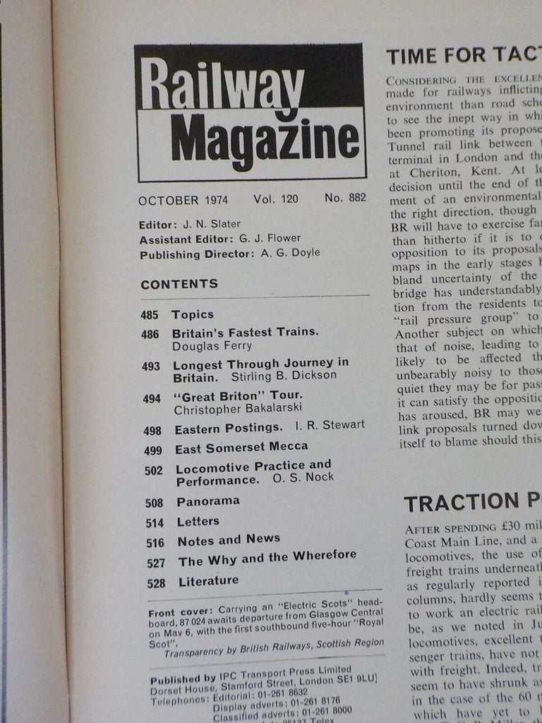 Railway Magazine 1974 October Britain's Fastest Trains East Somerset M ...