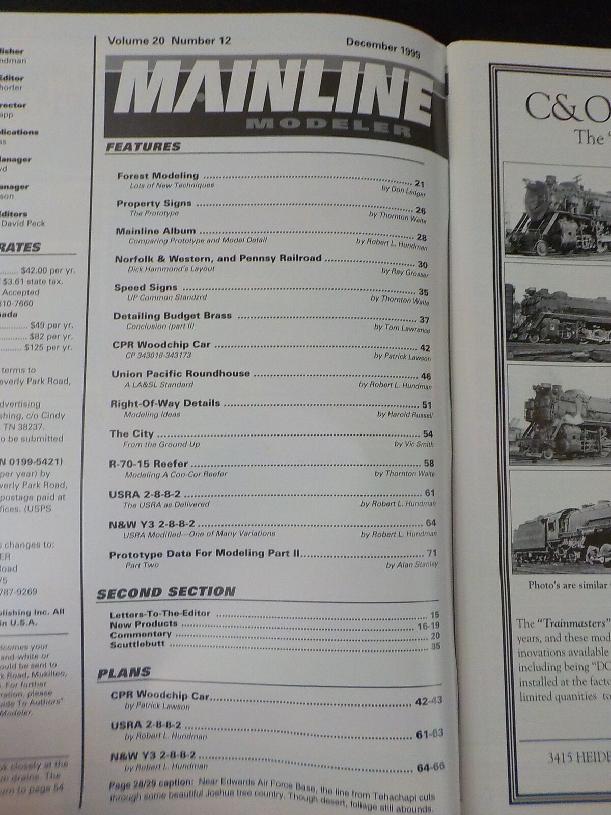 Mainline Modeler 1999 December Forest modeling Roundhouse Speed signs ...