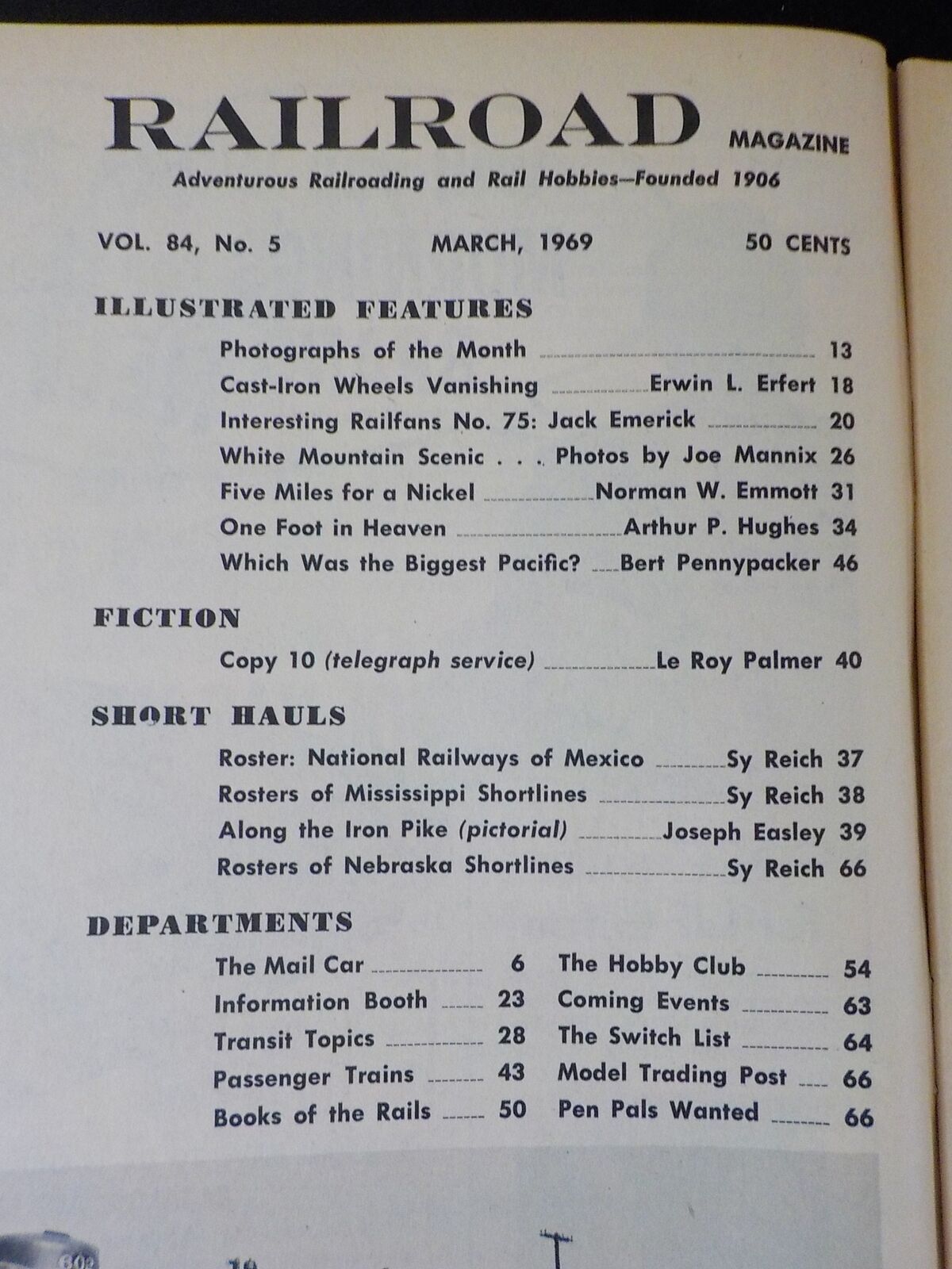 Railroad Magazine 1969 March Cast-Iron Wheels Vanishing Roster: Nation ...