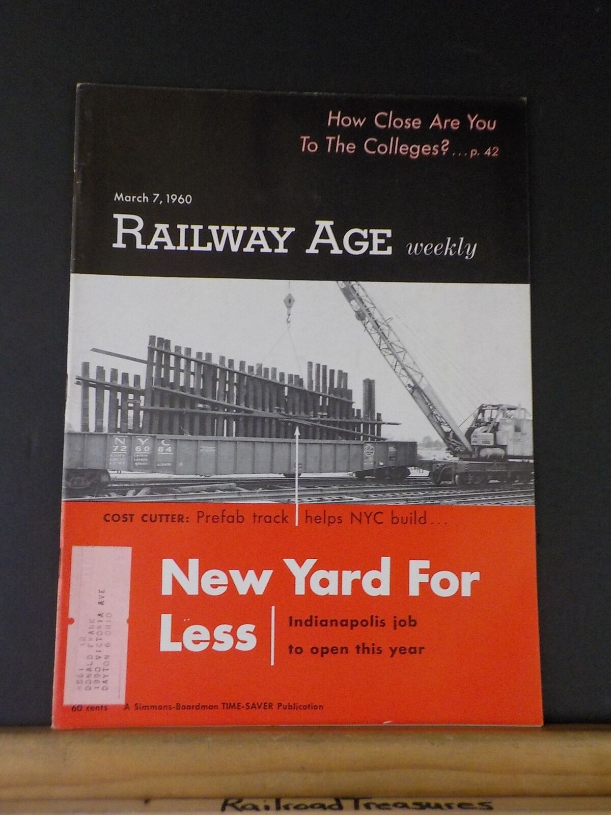 Railway Age Weekly 1960 March 7 New Yard for less NYC prefab track ...