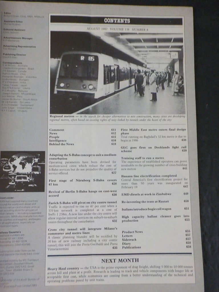Railway Gazette 1982 August MAN rail vehicles operating worldwide Regi ...