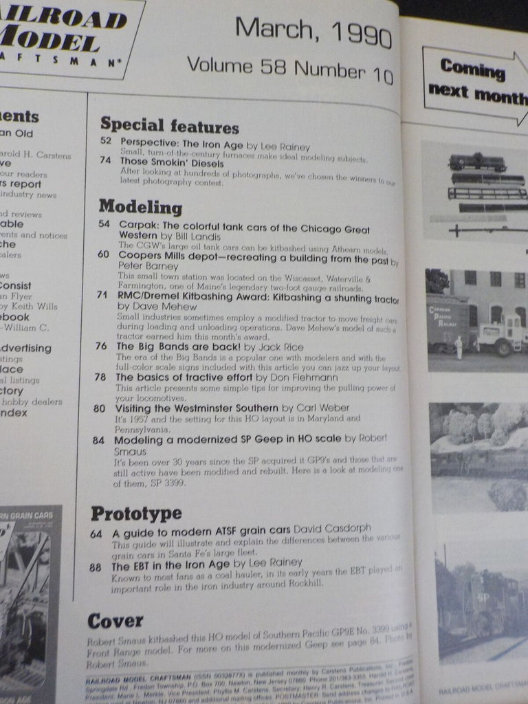Railroad Model Craftsman Magazine 1990 March Build a depot Oil cars AT ...