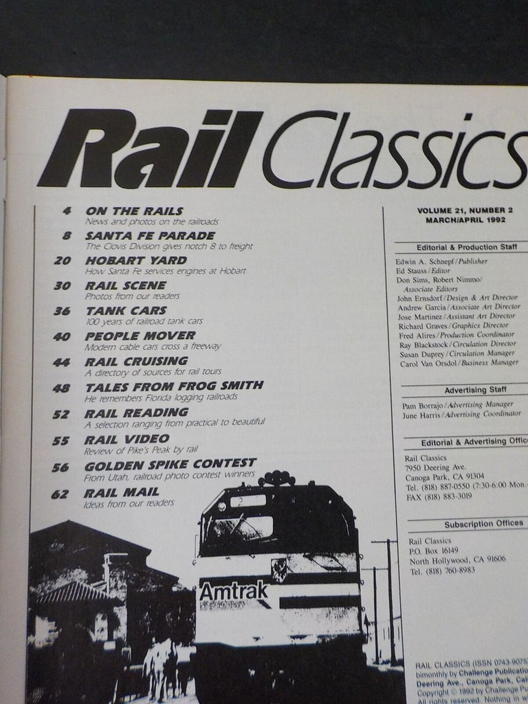 Rail Classics Magazine 1992 March April V21 #2 SF Parade Graounds Peop ...