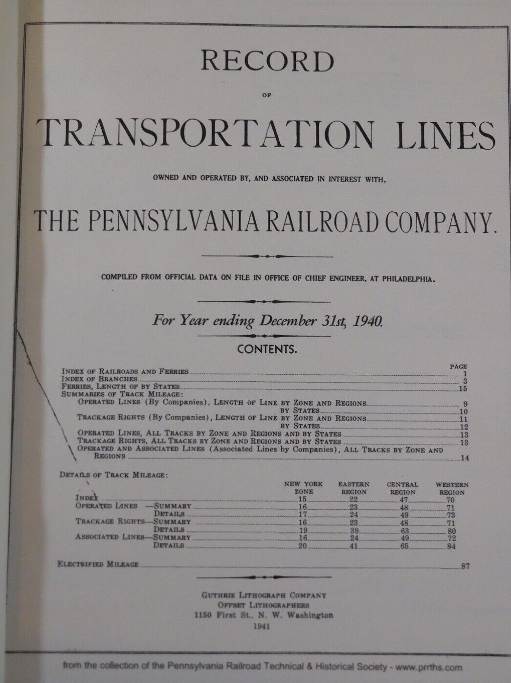 Record of Transportation Lines Owned Operated and Associated with Penn ...