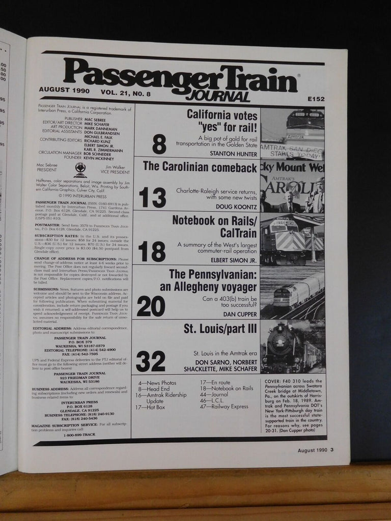 Passenger Train Journal #152 1990 Aug An Allegheny Voyager ...