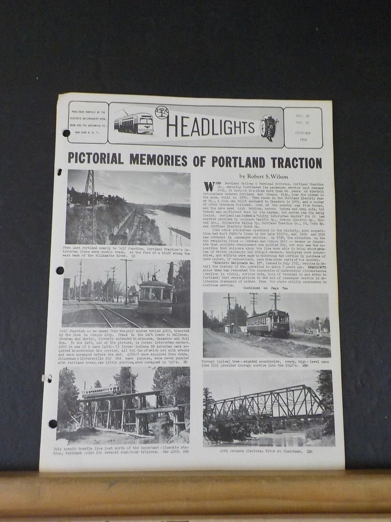 ERA Headlights 1958 October Pictorial Memories Of Portland Traction ...