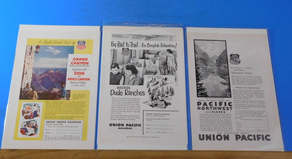 Ads Union Pacific Railroad Lot #37 Advertisements from various magazin ...