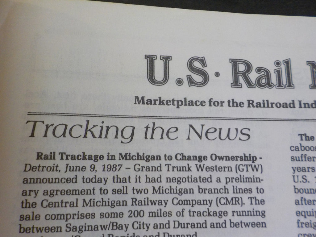 US Rail News 1987 July Our 5th Year Marketplace for the Railroad Indus ...