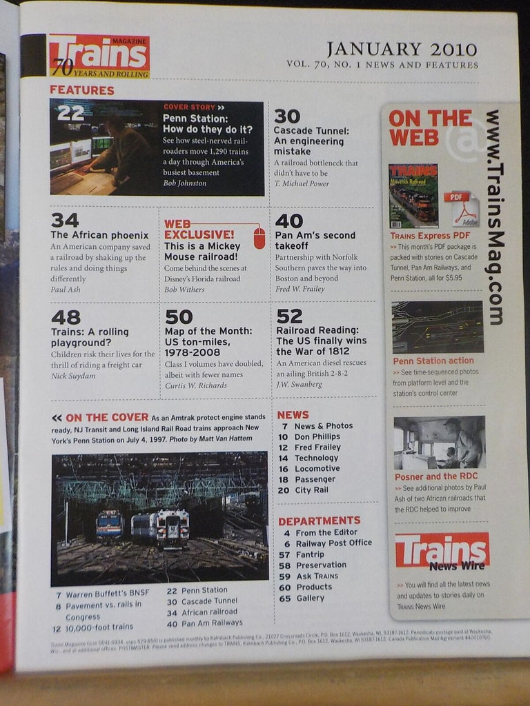 Trains Magazine 2010 January Inside Penn Station Pan Am Railways ...