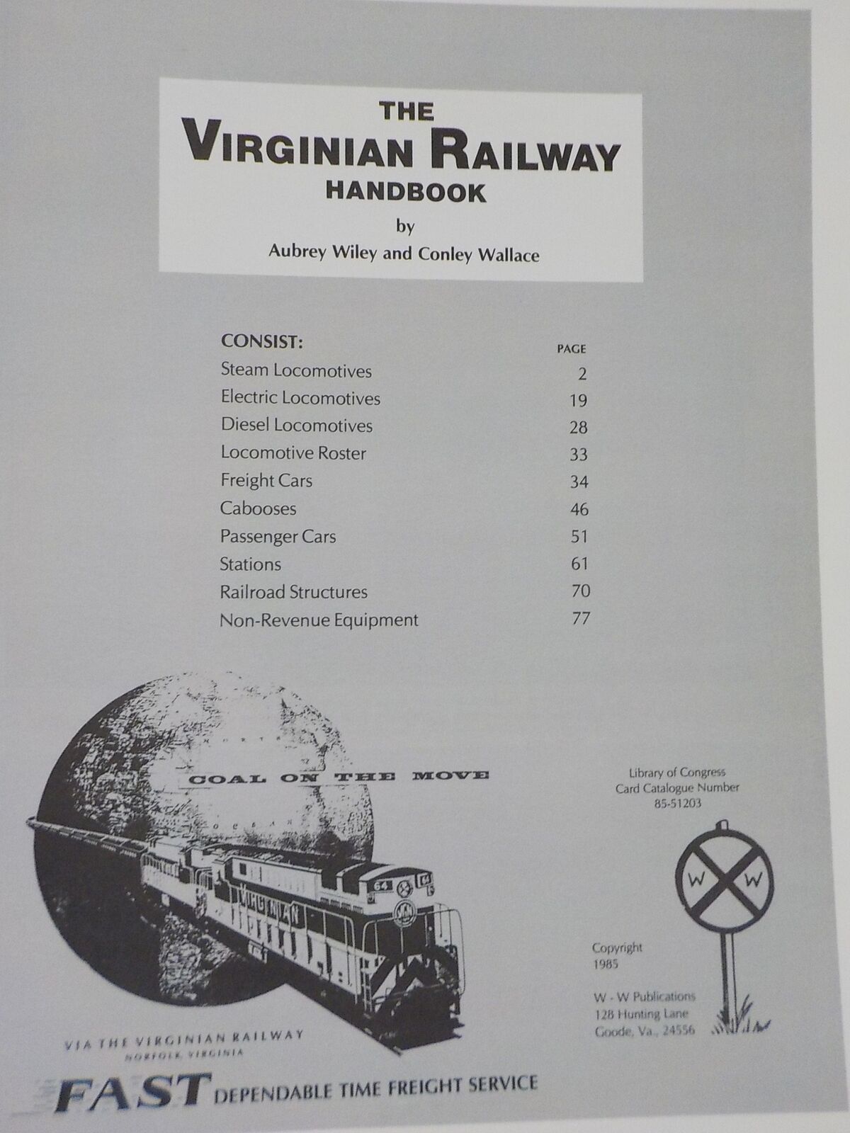 Virginian Railway Handbook, The by Wiley & Wallace Soft Cover Copyrigh ...