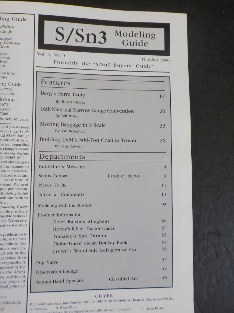 S/Sn3 Modeling Guide 1996 October V4#5 S Scale Formerly S/Sn3 Buyers G ...