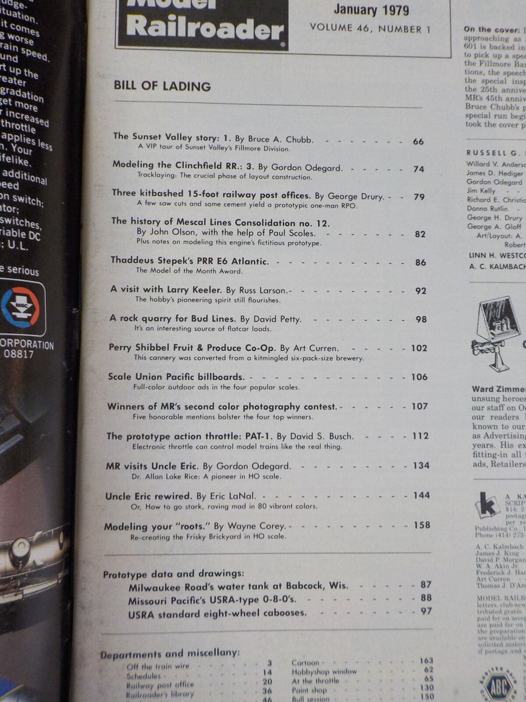 Model Railroader Magazine 1979 January Sunset Valley An HO computer co ...