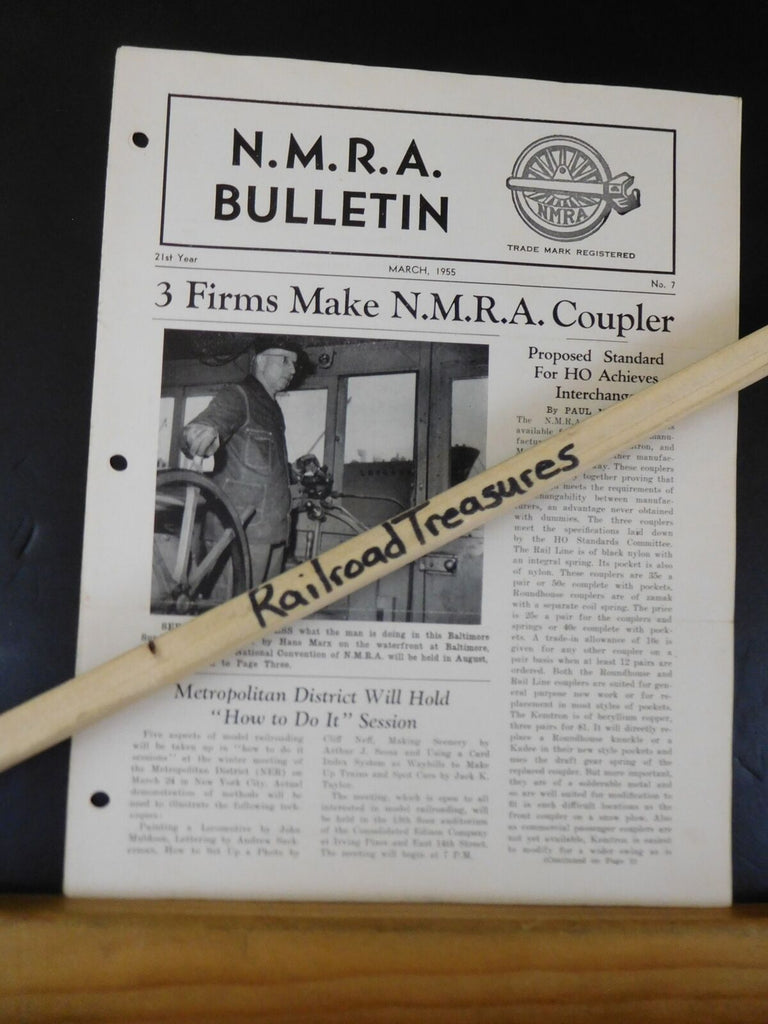 NMRA Bulletin 1955 March #7 of 21st Year 3 Firms Make NMRA Coupler ...