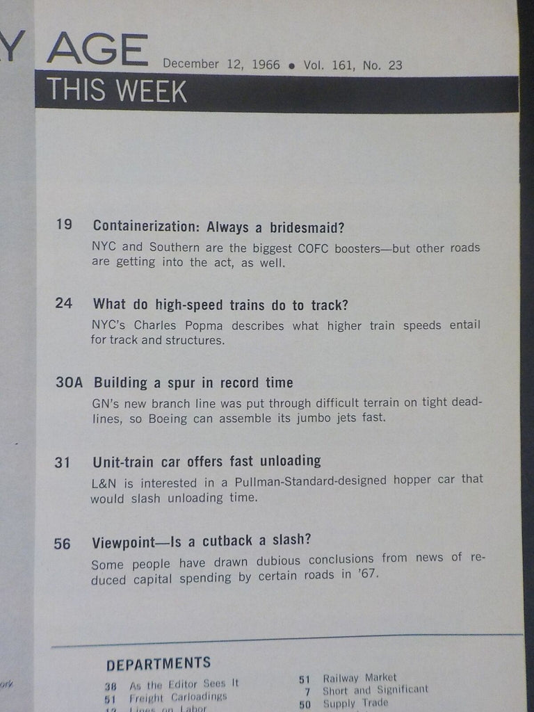 Railway Age 1966 December 12 Containerization High speed trains on tra ...