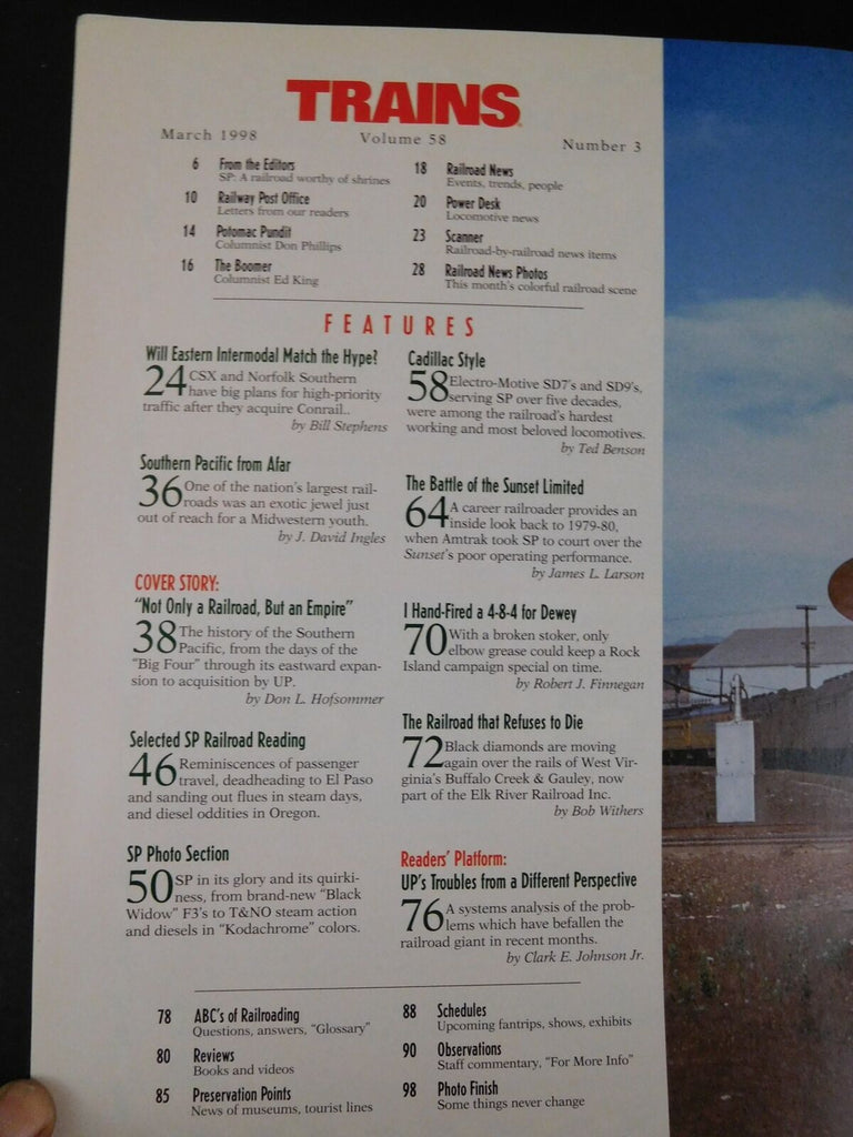 Trains Magazine 1998 March Late great Southern Pacific Intermodal in E ...