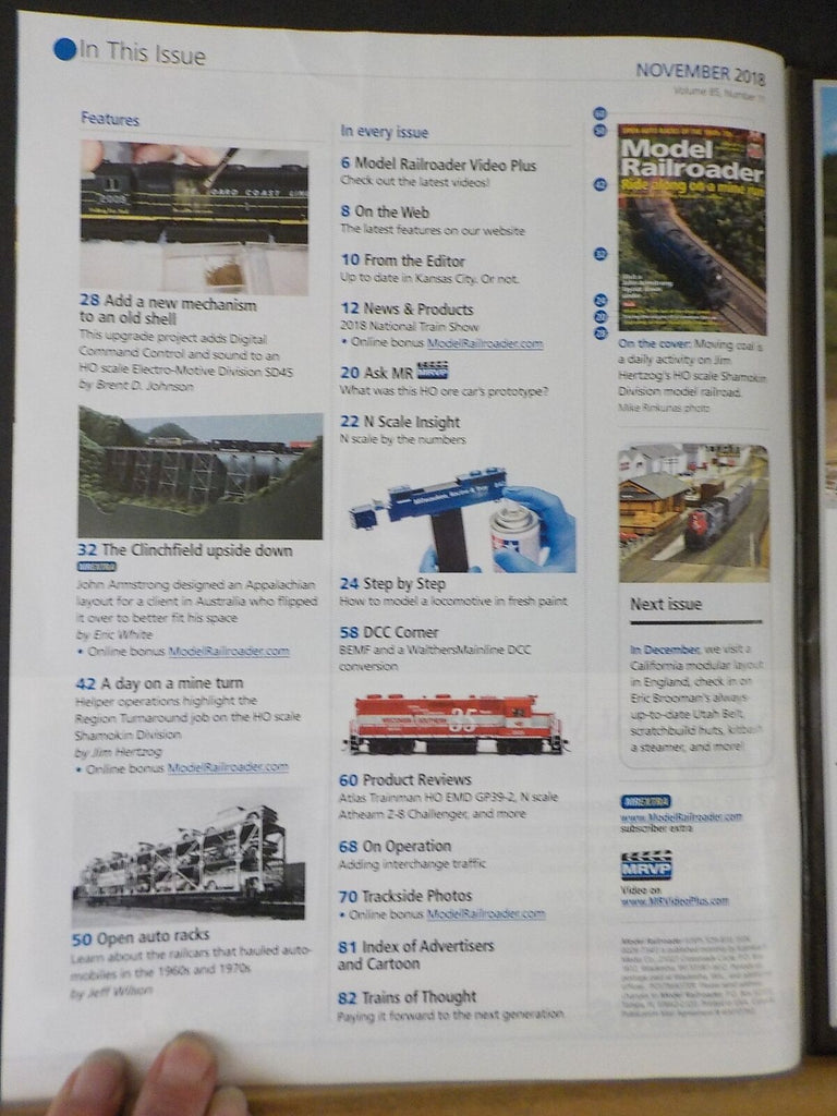 Model Railroader Magazine 2018 November Open auto Racks of the 1960-19 ...