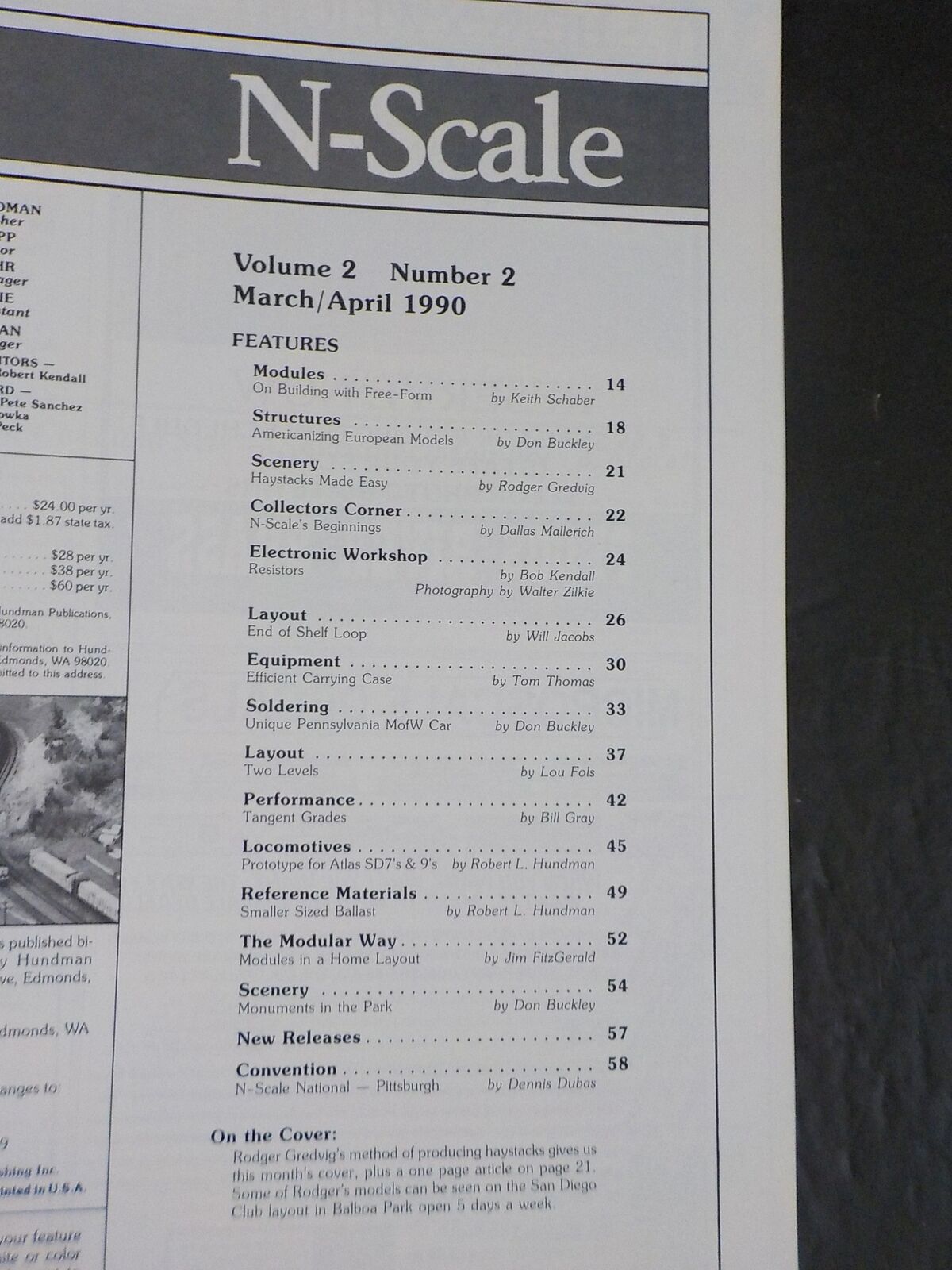 N Scale Magazine 1990 March April Monuments in the Park Locomotives ...