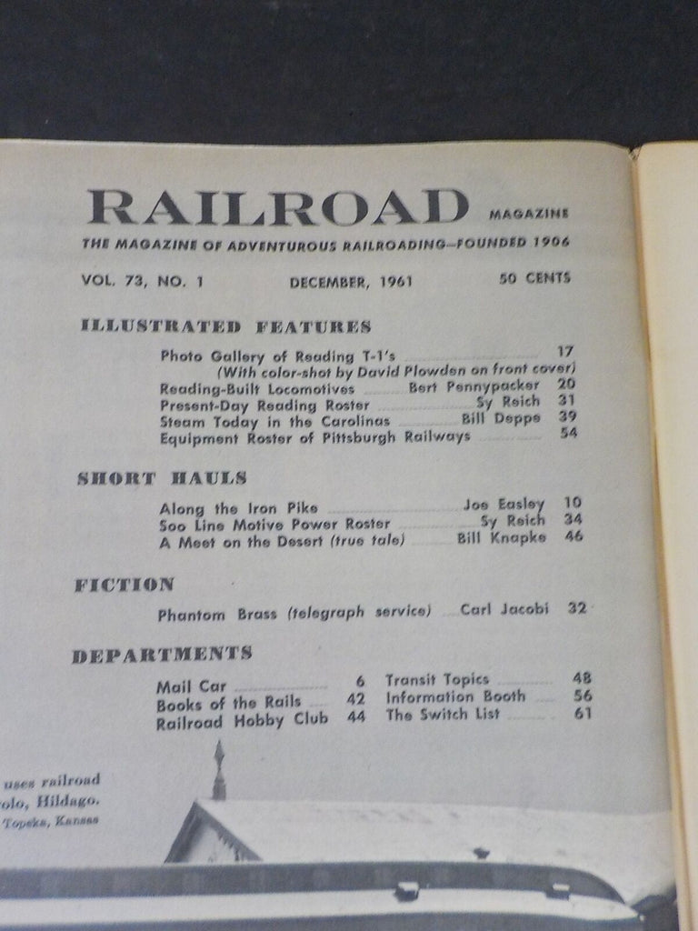 Railroad Magazine 1961 December V73#1 103 years of Reding built Locomo ...