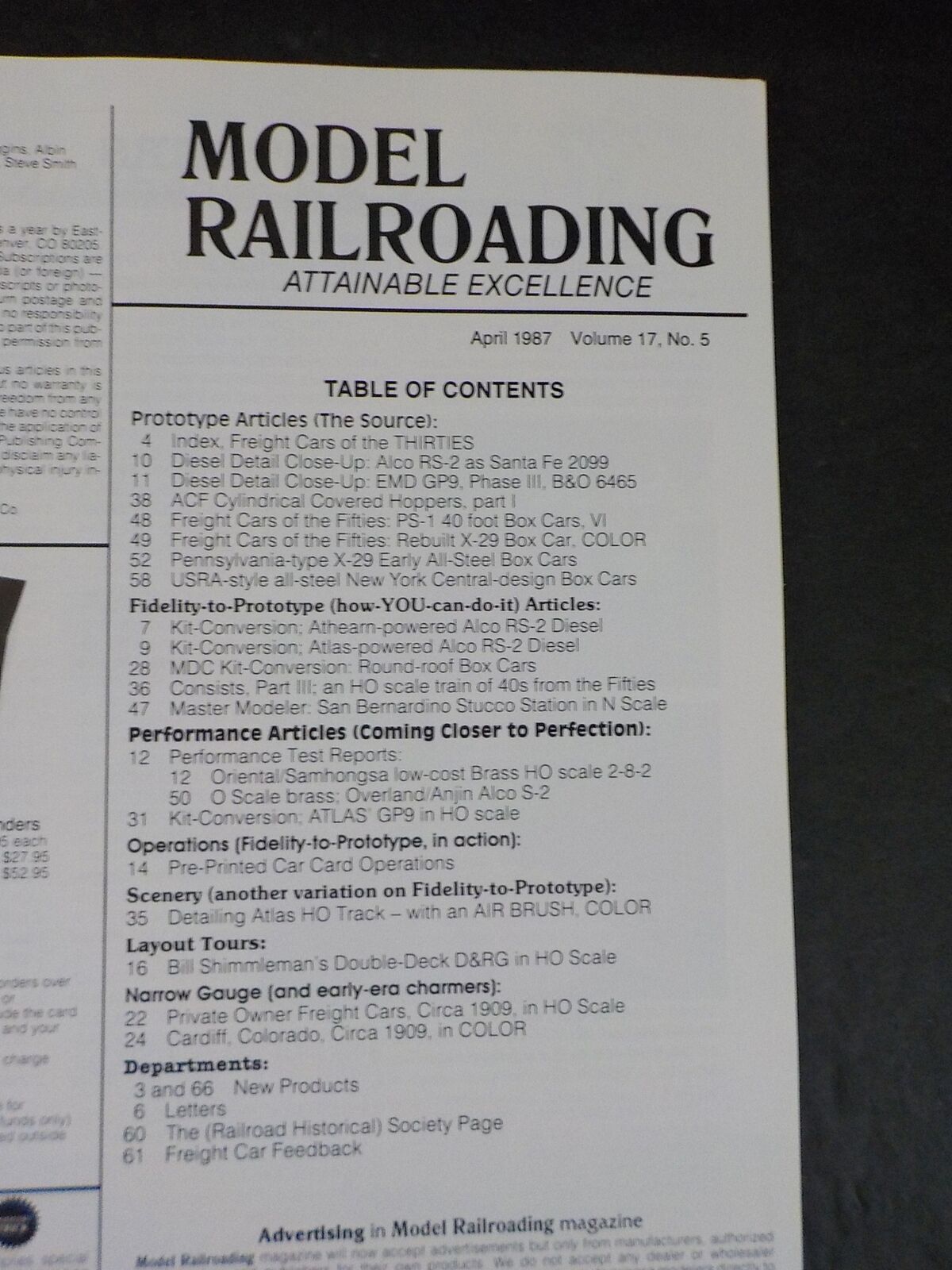 Model Railroading 1987 April Alco RS-2 as Santa Fe 2099 – RailroadTreasures