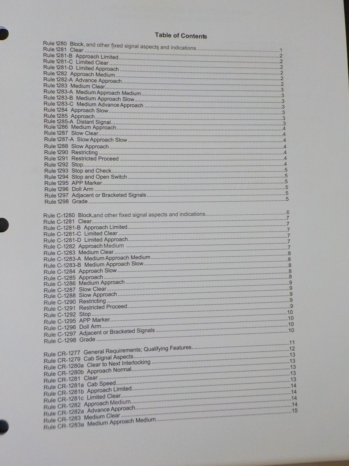 CSX Signal Aspects and Indications 2004 3 hole punched stapled ...