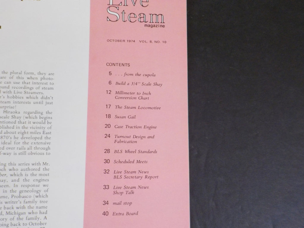 Live Steam Magazine 1974 October Build a 3/4 inch scale shay Case trac ...
