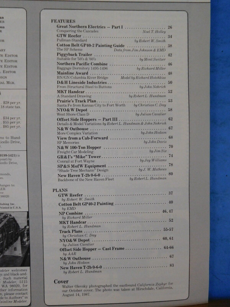 Mainline Modeler 1987 October GTW Reefer GN Electrics SP Scheme Baggag ...