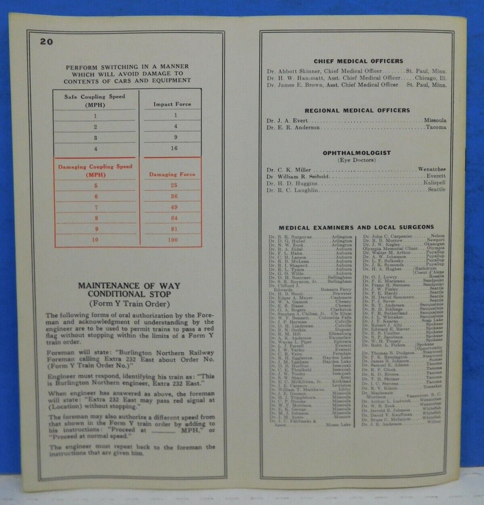 Burlington Northern employee timetable #15 1974 Seattle Region BN ETT ...