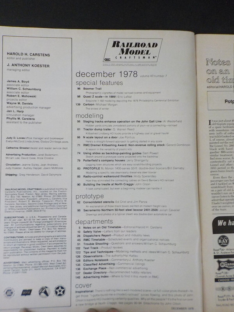 Railroad Model Craftsman Magazine 1978 December RMC Wood trestle const ...