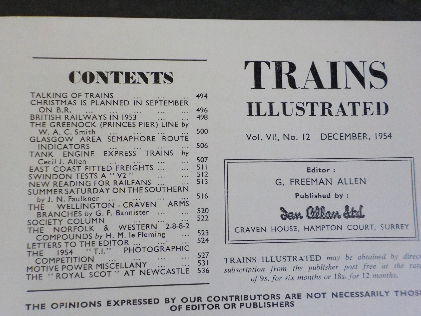 Trains Illustrated 1954 December Vol VII No 12 Tank engine express tra ...